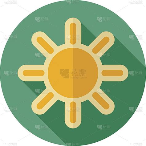 太阳复古平面图标。气象学。天气