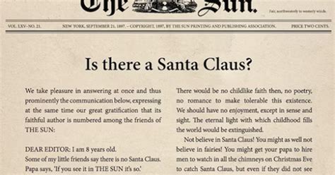 The New York Sun Yes Virginia There Is A Santa Claus Winters Media