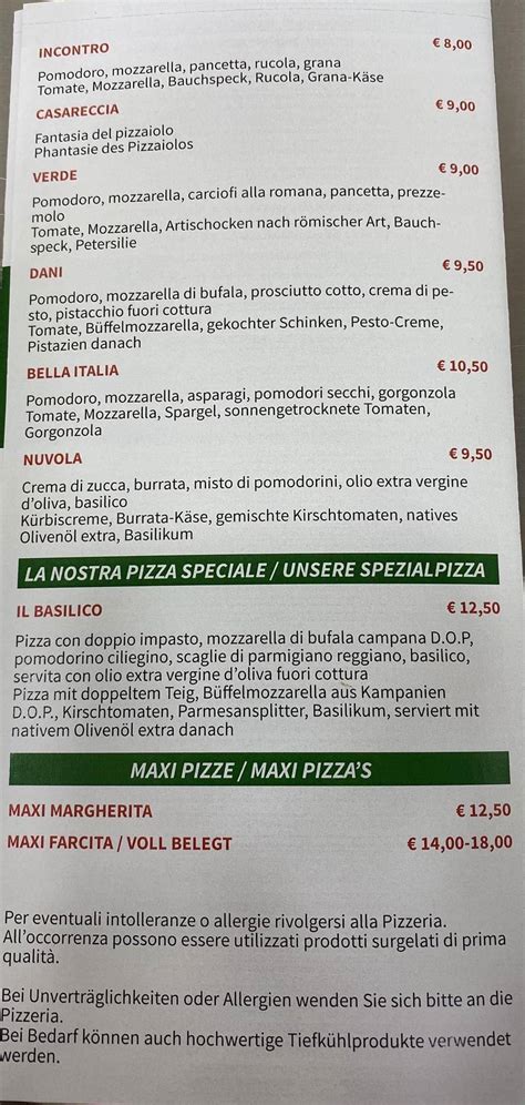 Menu Da Il Basilico Pizzeria Bolzano