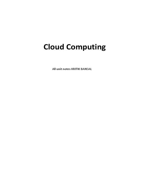 Cloud Computing All Unit Notes Pdf Representational State Transfer Virtual Machine