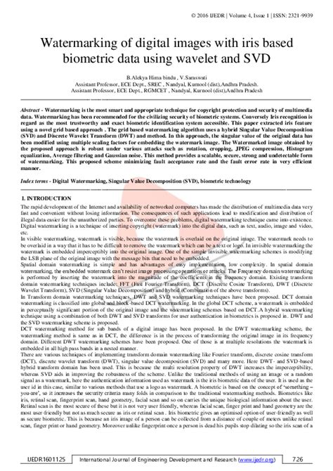 pdf watermarking of digital images with iris based biometric data