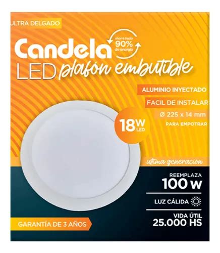 10 Plafones Led Redondos Embutir 18w Luz Cálida Candela 6822