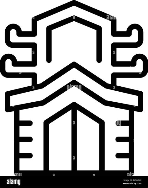 Festival Building Icon Outline Vector Myanmar Day National Culture