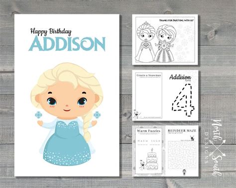 Custom Frozen Inspired Activity Book Birthday Activity Book