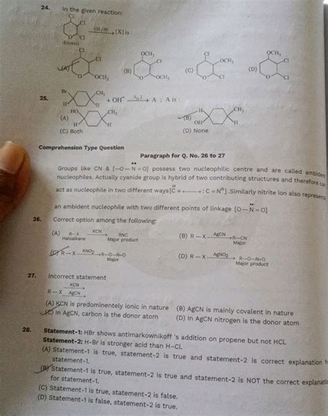 In The Given Reaction Diagram Of Reaction With Reactants And Options A