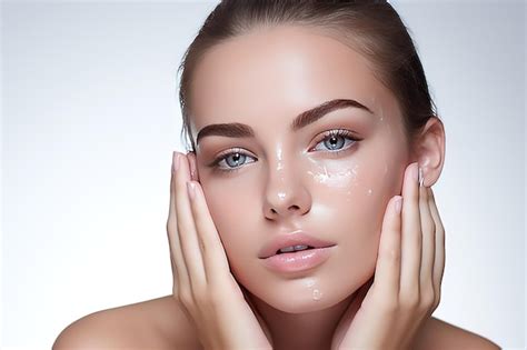 Premium Ai Image A Pretty Women For Facial Wash Product Model With Hand On Her Face Fresh Face