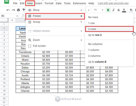 How to Freeze Rows and Columns in Google Sheets - OfficeWheel