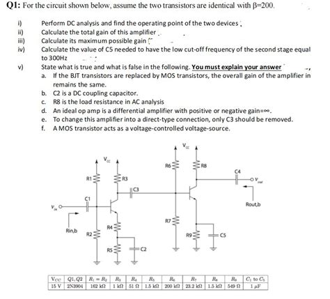 Solved Q For The Circuit Shown Below Assume The Two Chegg
