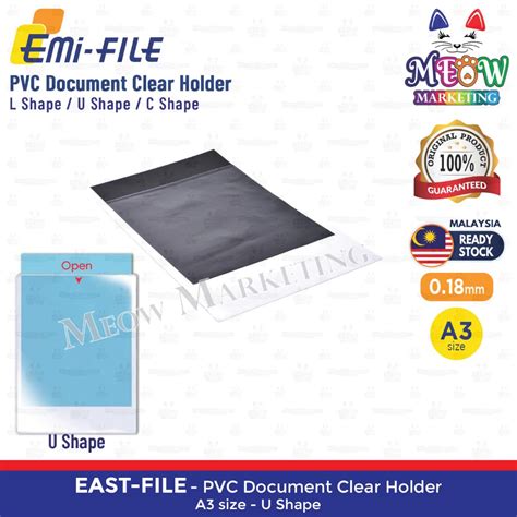 Emi File Pvc Document Clear Holder A4 A3 L Shape File U Shape