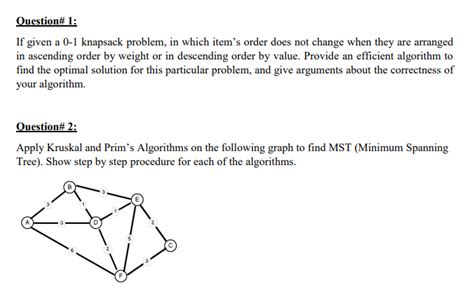 Solved Question1 If Given A 0 1 Knapsack Problem In Which
