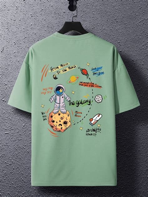 Manfinity Emrg Men Cartoon And Slogan Graphic Drop Shoulder Tee Shein