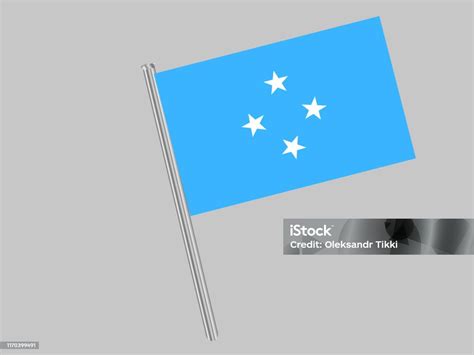 Mikronesia Tiang Bendera Bendera Nasional Yang Indah Warna Dan Proporsi