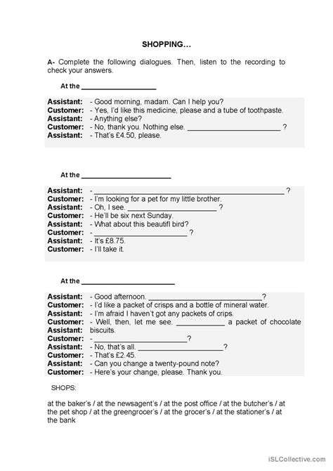 Shopping English Esl Worksheets Pdf And Doc