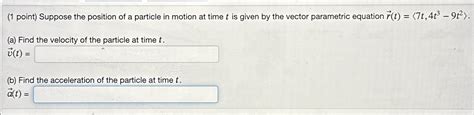 Solved Point Suppose The Position Of A Particle In Chegg