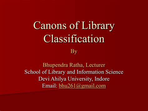 Canons Of Library Classification Overview And Principles