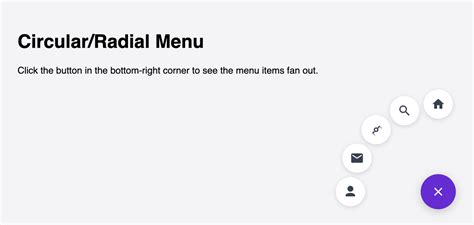 Circular Radial Menu Navbar Template
