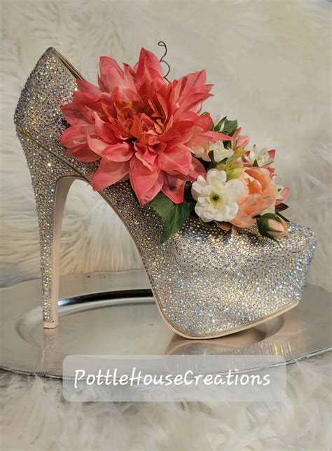 High Heel Stiletto Silk Floral Arrangement Bridal Shower Centerpiece