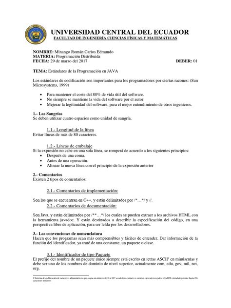 Estámdares De La Programación Java Pdf Java Lenguaje De