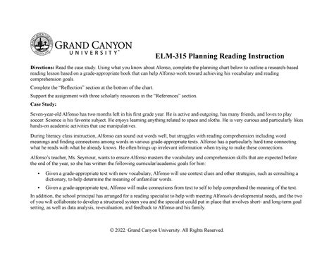 ELm 315 Reading Week 3 Topic ELM 315 Planning Reading Instruction