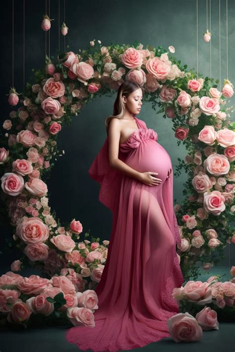 Pink Maternity Digital Backdrops And Maternity Backdrop Hanging Floral