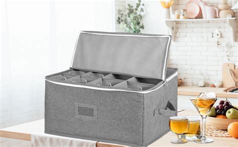Bohemiaby Wine Glass Storage Box Holds 12 Stackable Hard