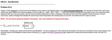 Solved HW Test Benches Problem Design A VHDL Chegg