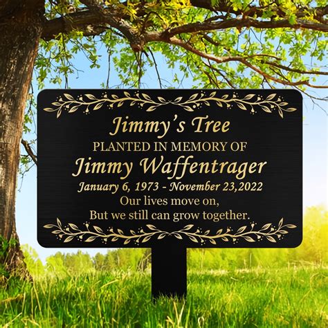 Memorial Tree Plaque With Stake Personalized Sturdy Metal Garden