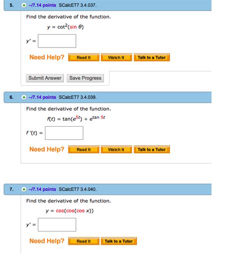 Solved Find The Derivative Of The Function Y Cot 2 Sin