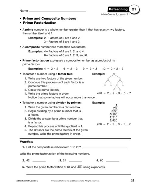 Prime And Composite Numbers • Prime Factorization