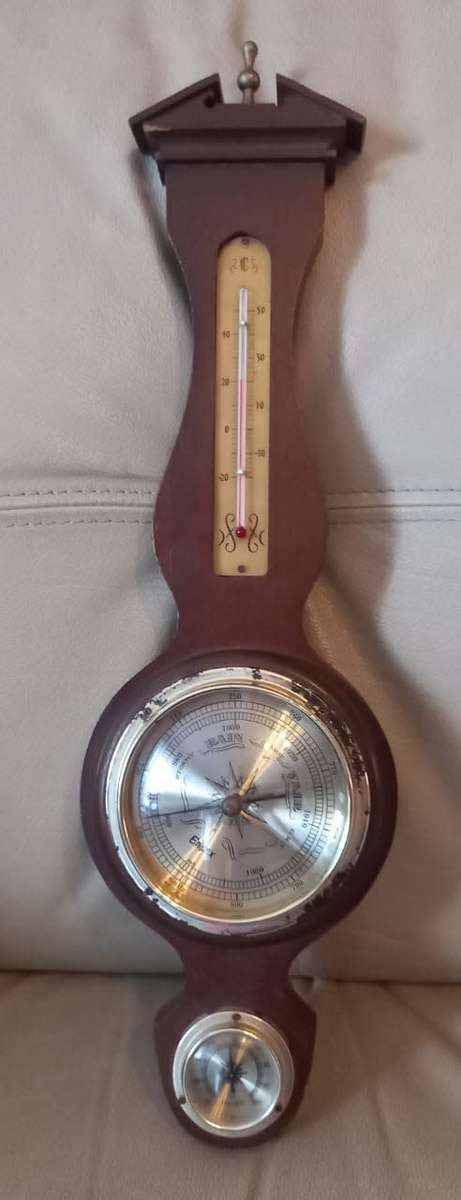 Barometers And Thermometers Antique Thermometer Barometer Humidity Reading Brass Wood Banjo