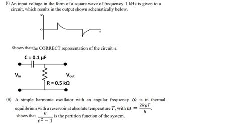 Solved I An Input Voltage In The Form Of A Square Wave Of