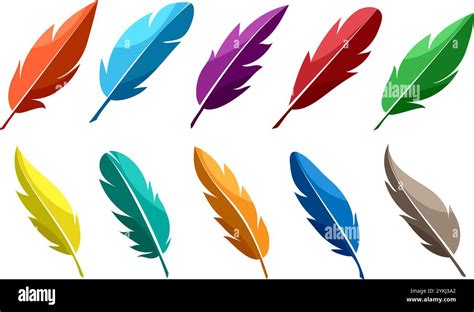 Flat Feather Icon Set Stock Vector Image And Art Alamy