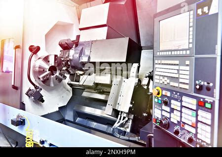Horizontal Turning CNC Lathe Center For Machining Medium And Large Size Workpieces Stock Photo
