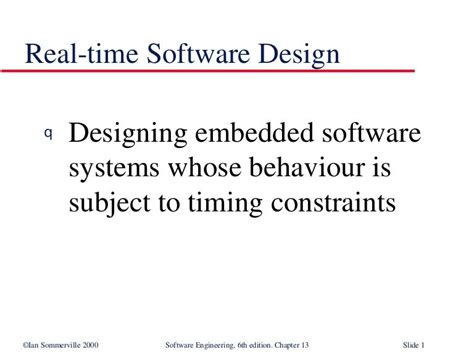 Real Time Software Design In Software Engineering Se13