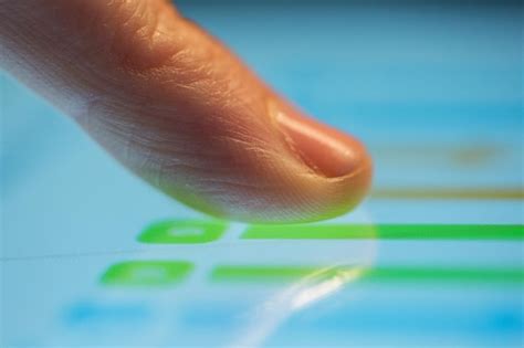 Premium Photo Close Up Of Hand Using Computer Touch Screen