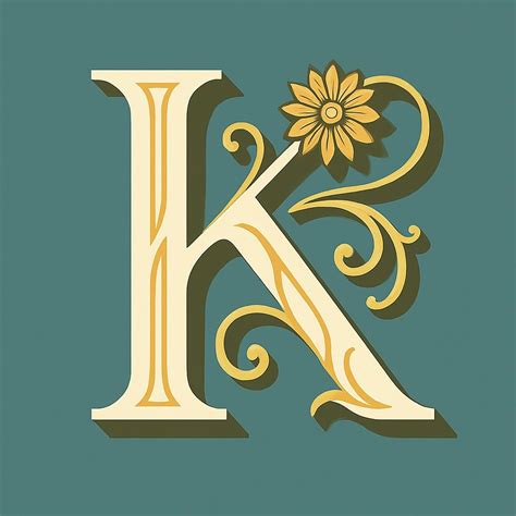 Desert Inspired Golden K Monogram With Natural Elements Design Monogram