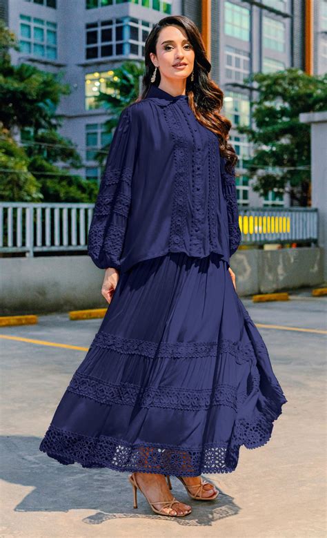 Rosa Cotton Set In Navy Blue Ainahariz Kuala Lumpur