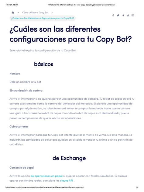 What Are The Different Settings For Your Copy Bot Cryptohopper Documentation Pdf