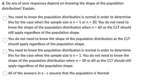 Solved The Clt Predicts The Distribution Of A Sample Of 60
