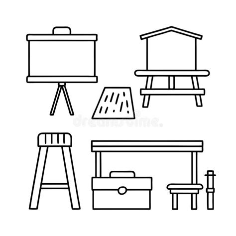 Icons For Outdoor Classroom Activities Stock Vector Illustration Of