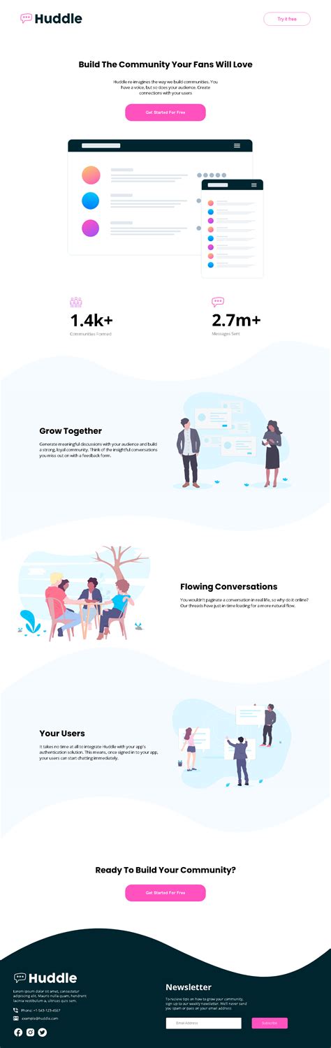 Github Felipefama Huddle Landing Page With Curved Sections Huddle