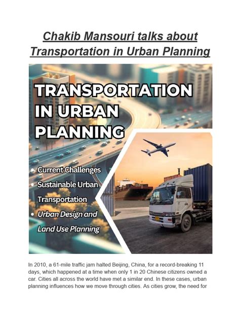 Transportation Insights With Chakib Mansouri In Urban Development Pdf Transport Urban Planning