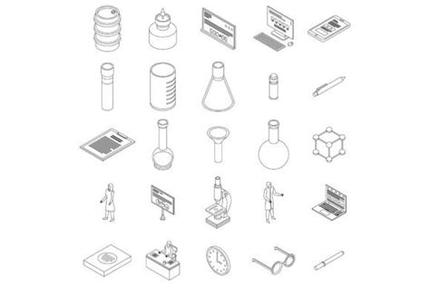 Chemical Laboratory Experiment Icons Set Graphic By Ylivdesign