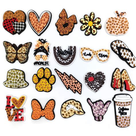New Crocs Cute Girls Leopard Print Pins Jibbitz For Shoes Bags Cod