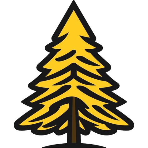 Simple Bold And Iconic Yellow Pine Tree Silhouette Premium Ai
