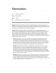 Problem Analysis And Response Memo Template CJUS Docx Memorandum To Professor Wayne Duff