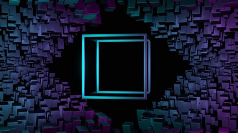 Cyan And Pink Rotation Glossy Cube Frame Background Vj Loop In 4k