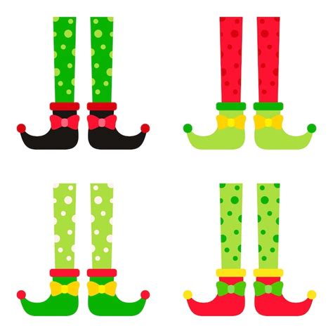 Premium Vector Set Of Elf Feet In Flat Style Isolated
