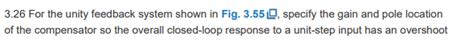 Solved 3 26 For The Unity Feedback System Shown In Fig Chegg Com
