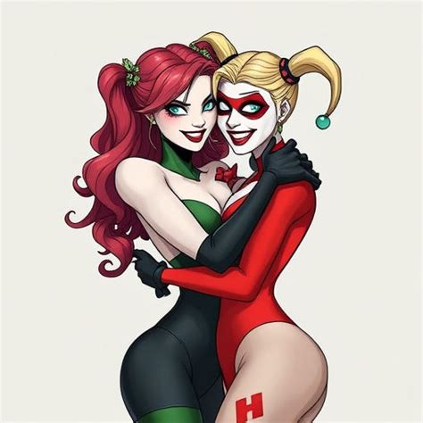 Poison Ivy And Harley Quinn Hugging By Meteorite36 On Deviantart